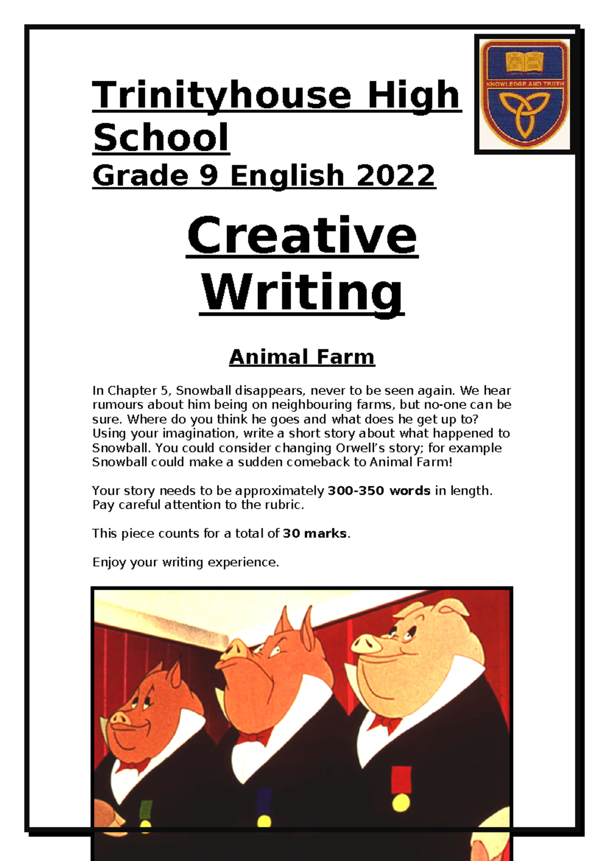 AF Short Story Brief - AN ASSESSMENT TASK. - Trinityhouse High School ...