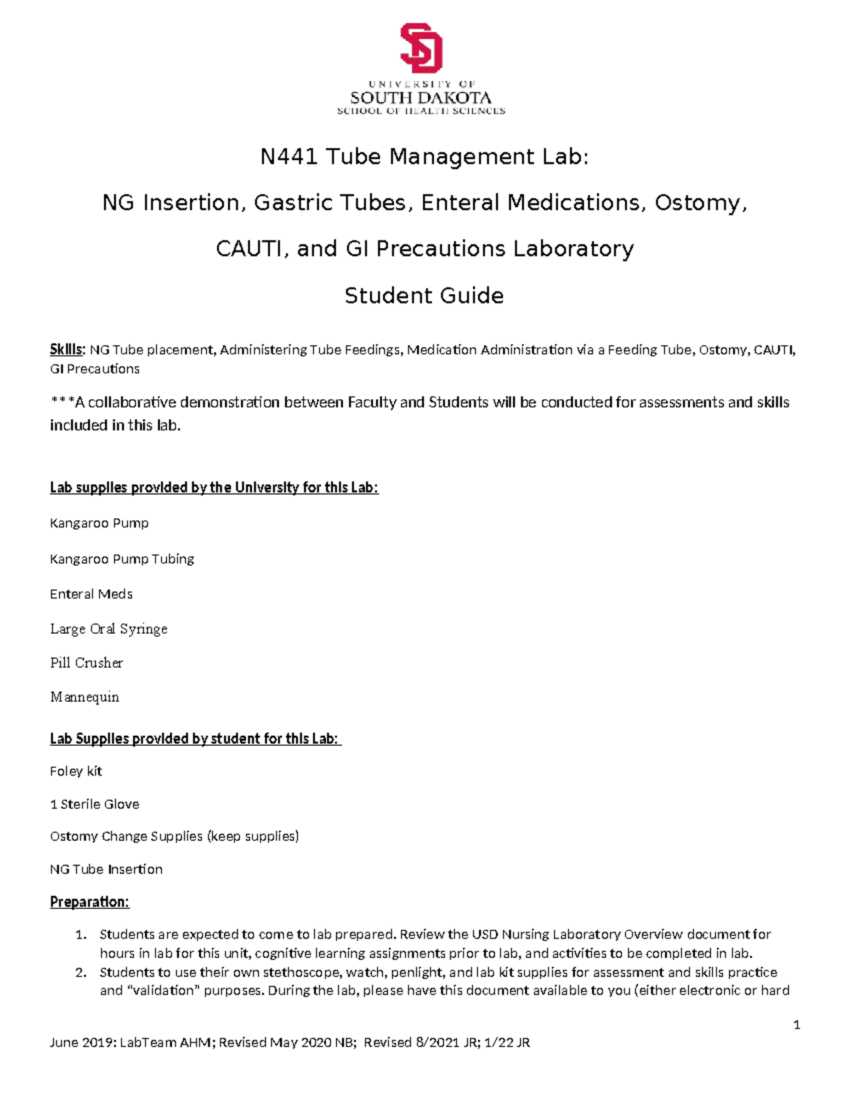 N441 Tube Management Lab - Student Guide - FA22 - N441 Tube Management ...
