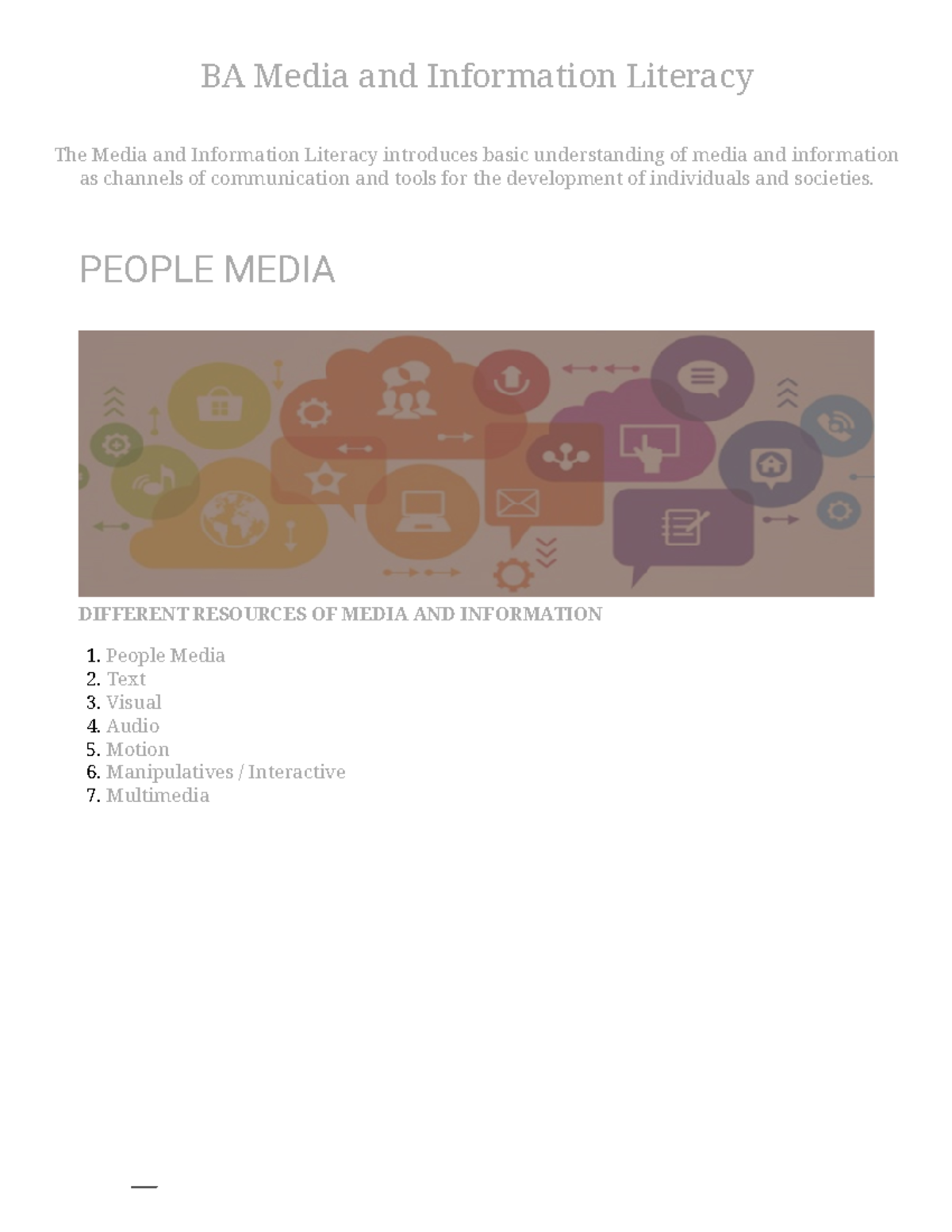 People Media – BA Media and Information Literacy - BA Media and ...