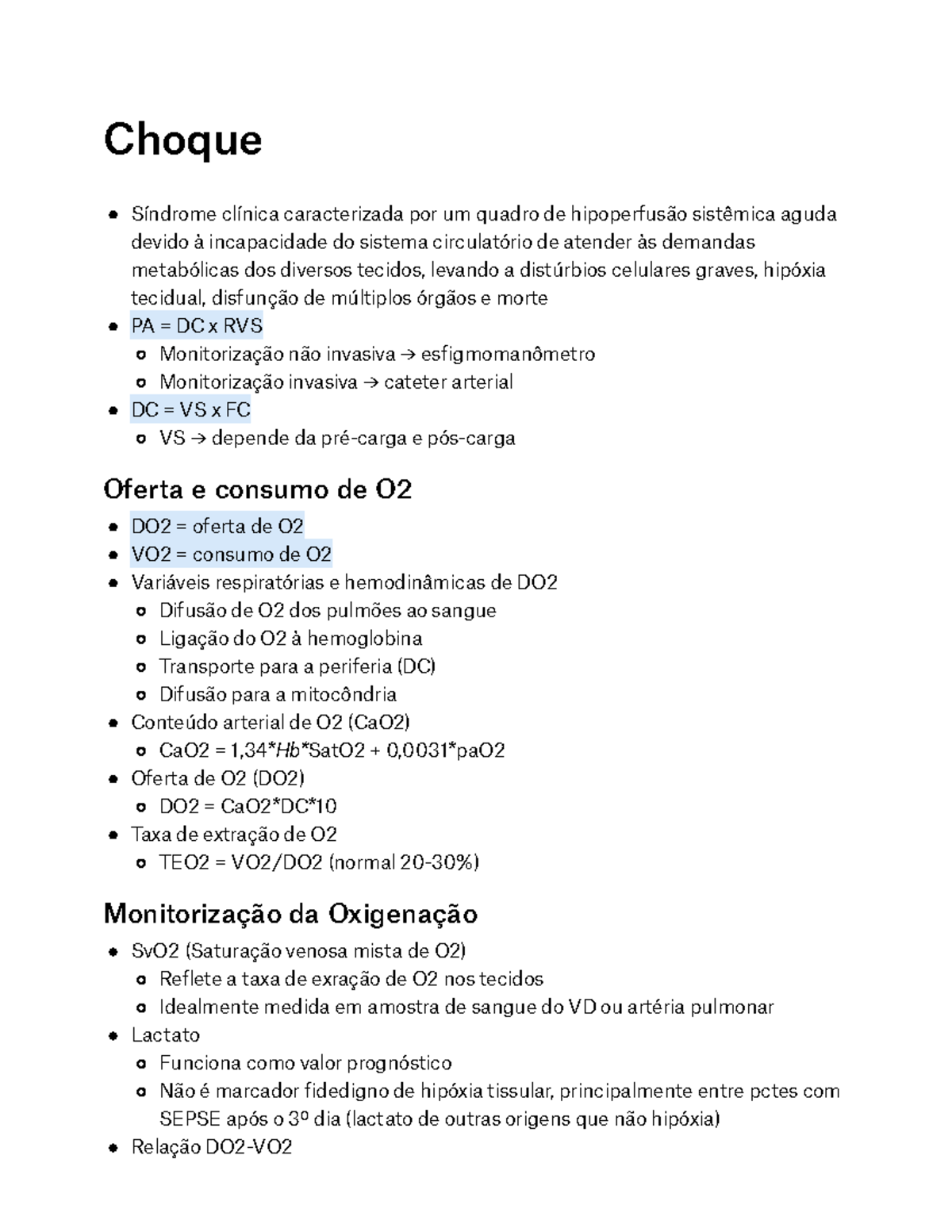 Choque - Apontamentos 1 - Choque Síndrome clínica caracterizada por um ...