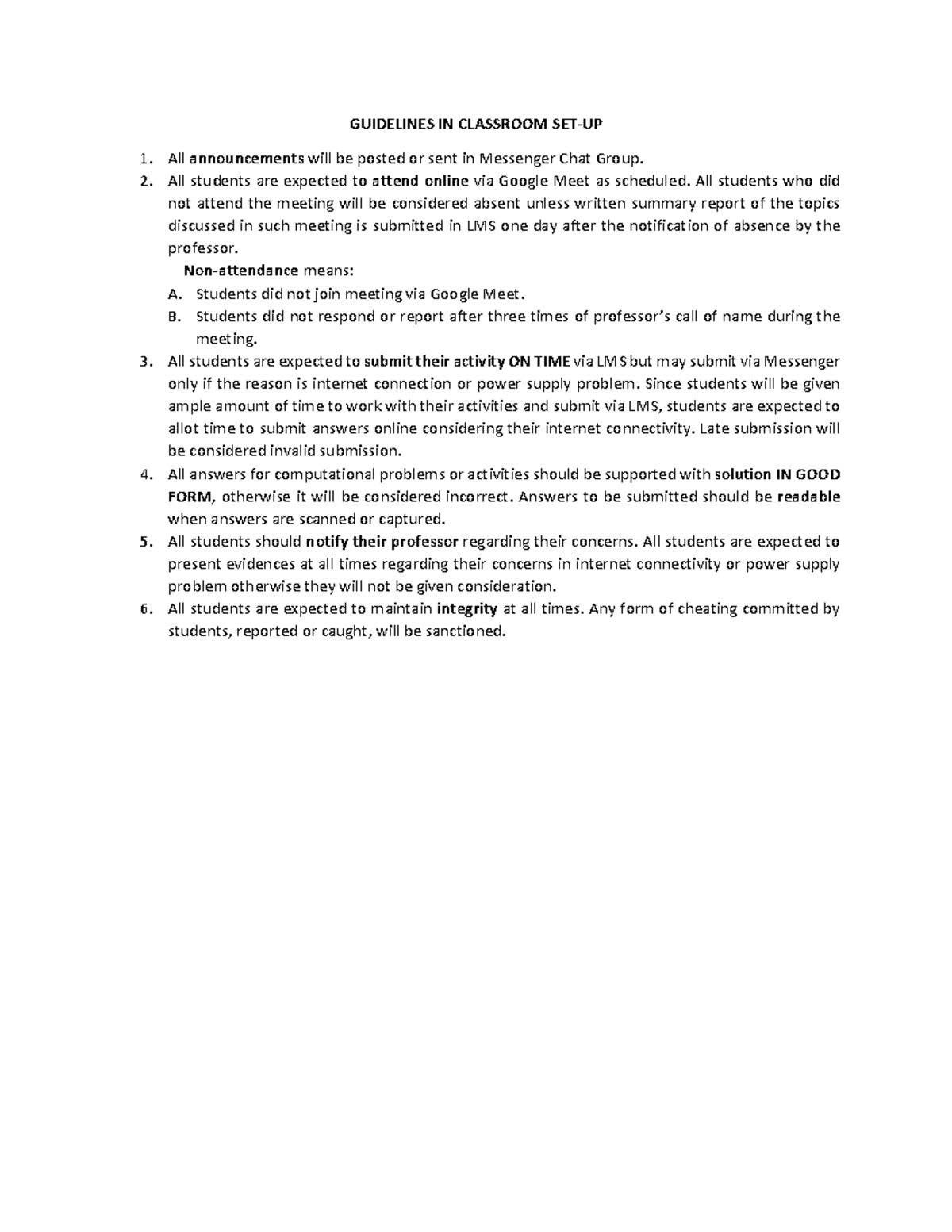 Guidelines IN Classroom SET - GUIDELINES IN CLASSROOM SET-UP All ...