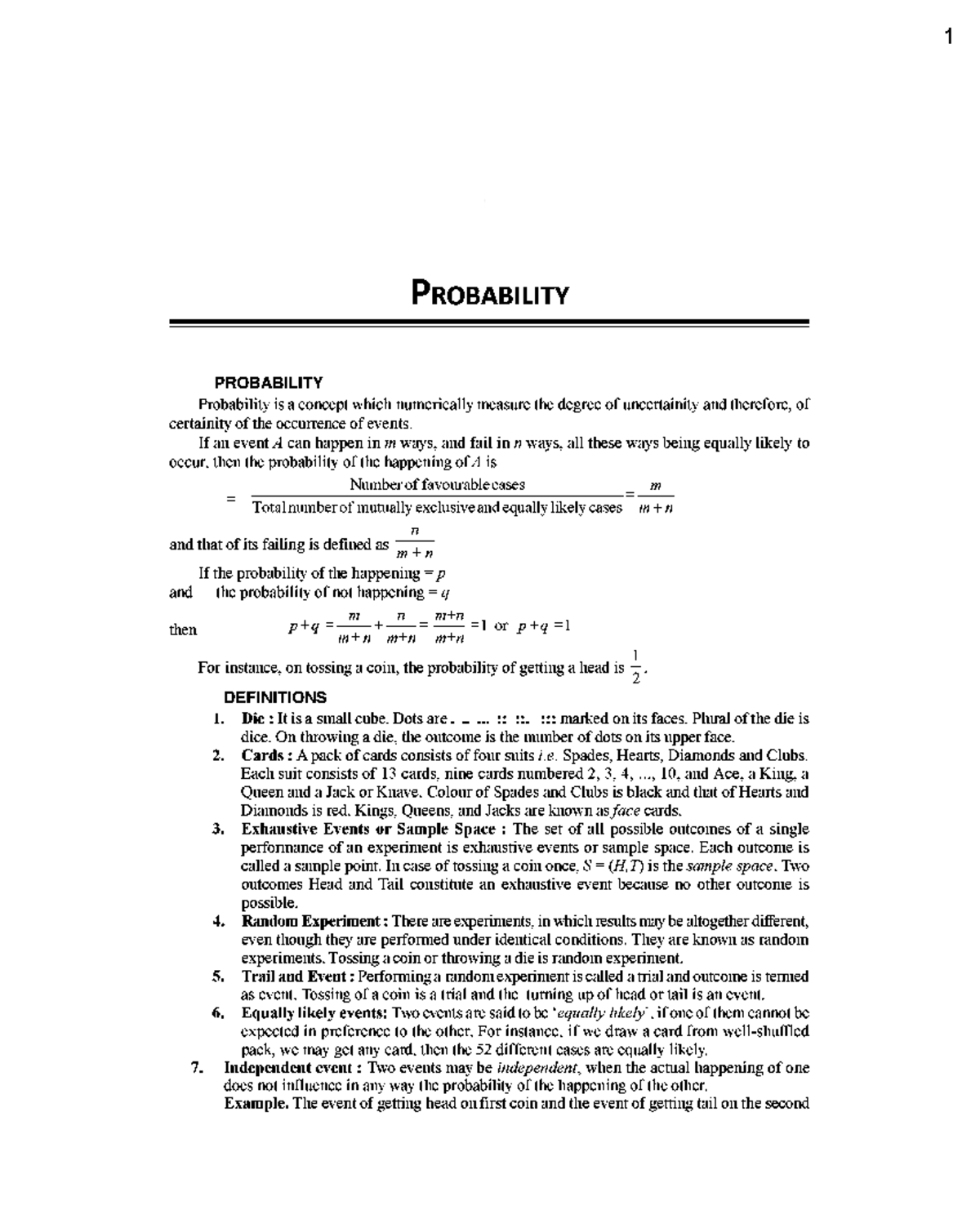 01-Fundamentals of Probability Final Notes - PTRP (Probability Theory ...