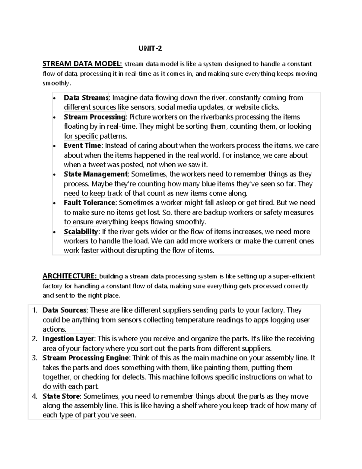 UNIT-2 BDA - UNIT- STREAM DATA MODEL: stream data model is like a system designed to handle a ...