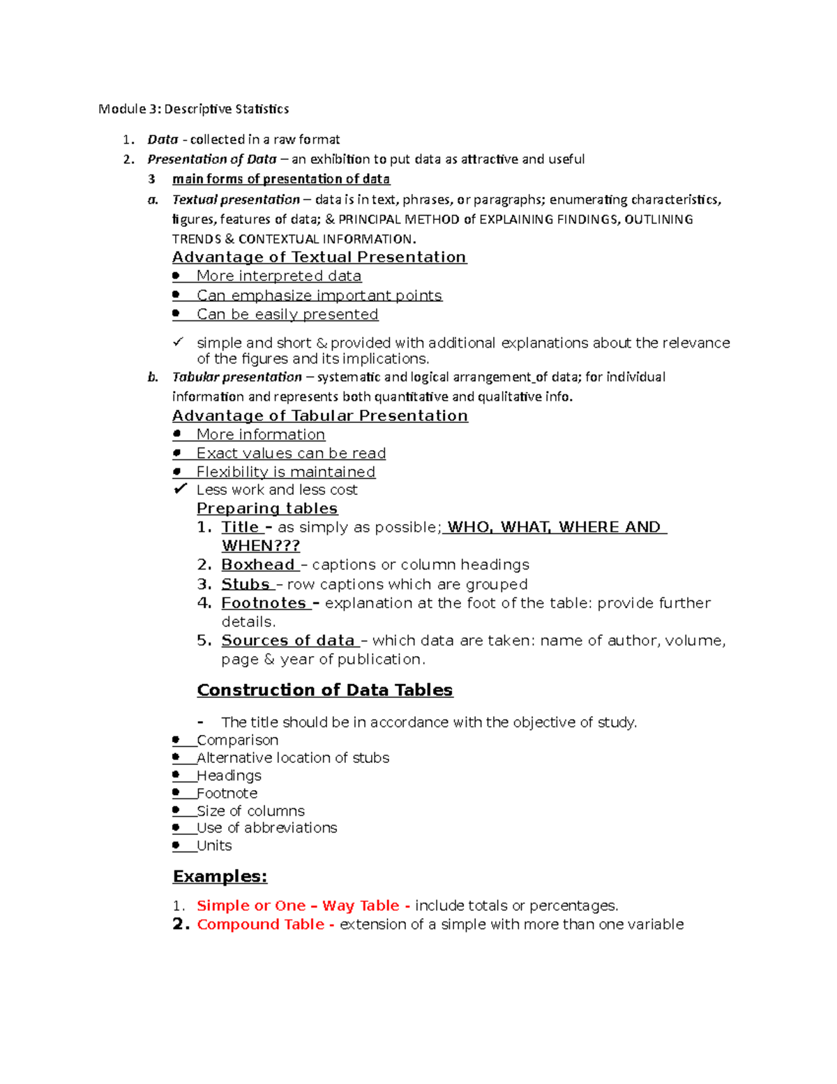 Module 3 Statistics MY Reviewerrrr - Module 3: Descriptive Statistics 1 ...