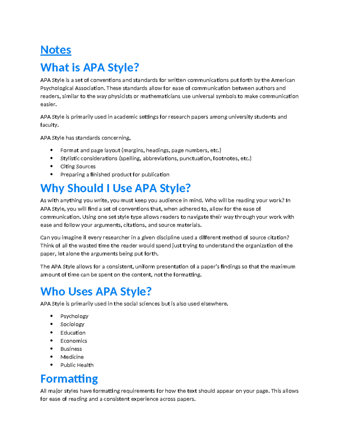 What is APA Style - Notes What is APA Style? APA Style is a set of ...