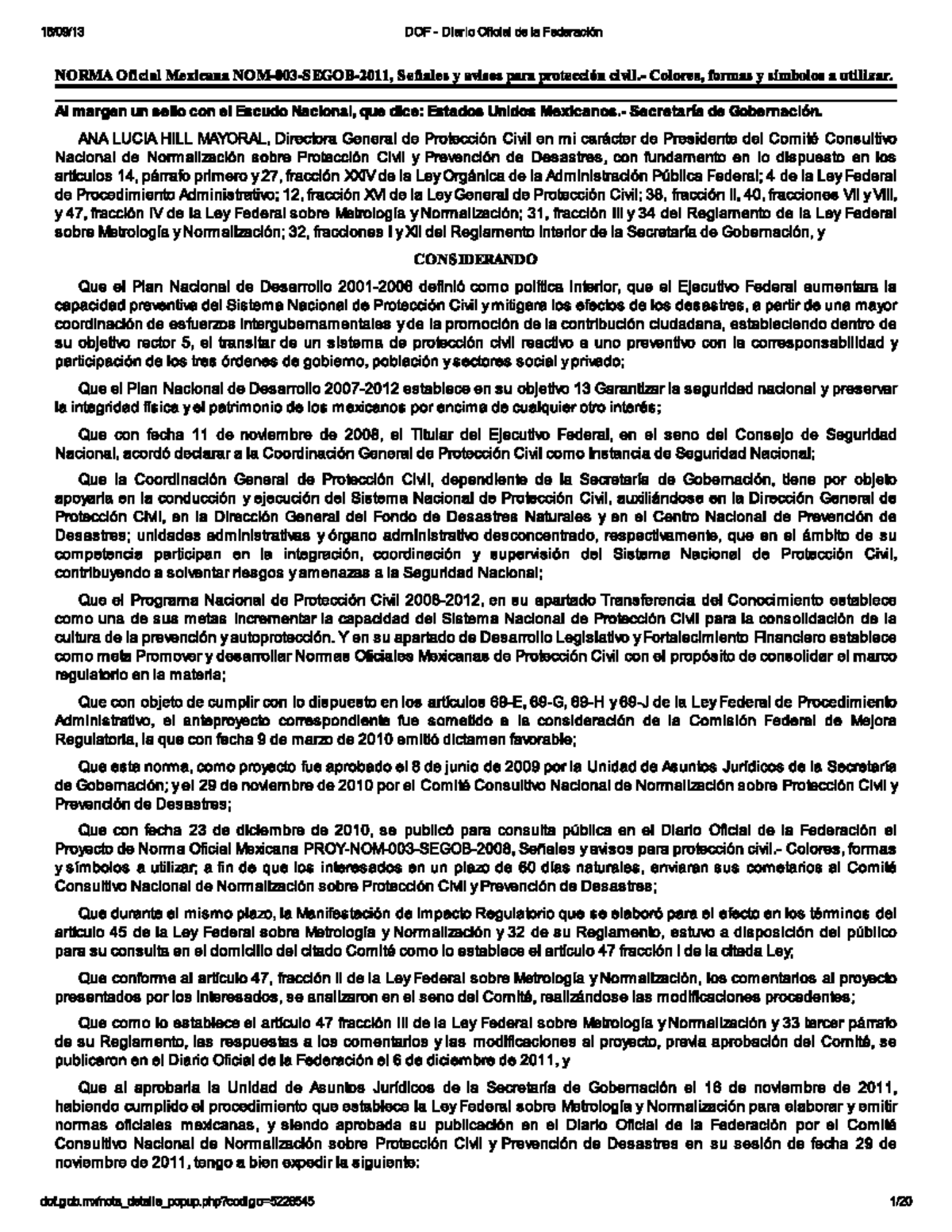 NOM-003- Segob-2011 - Señales y avisos para protección civil - Caminos ...