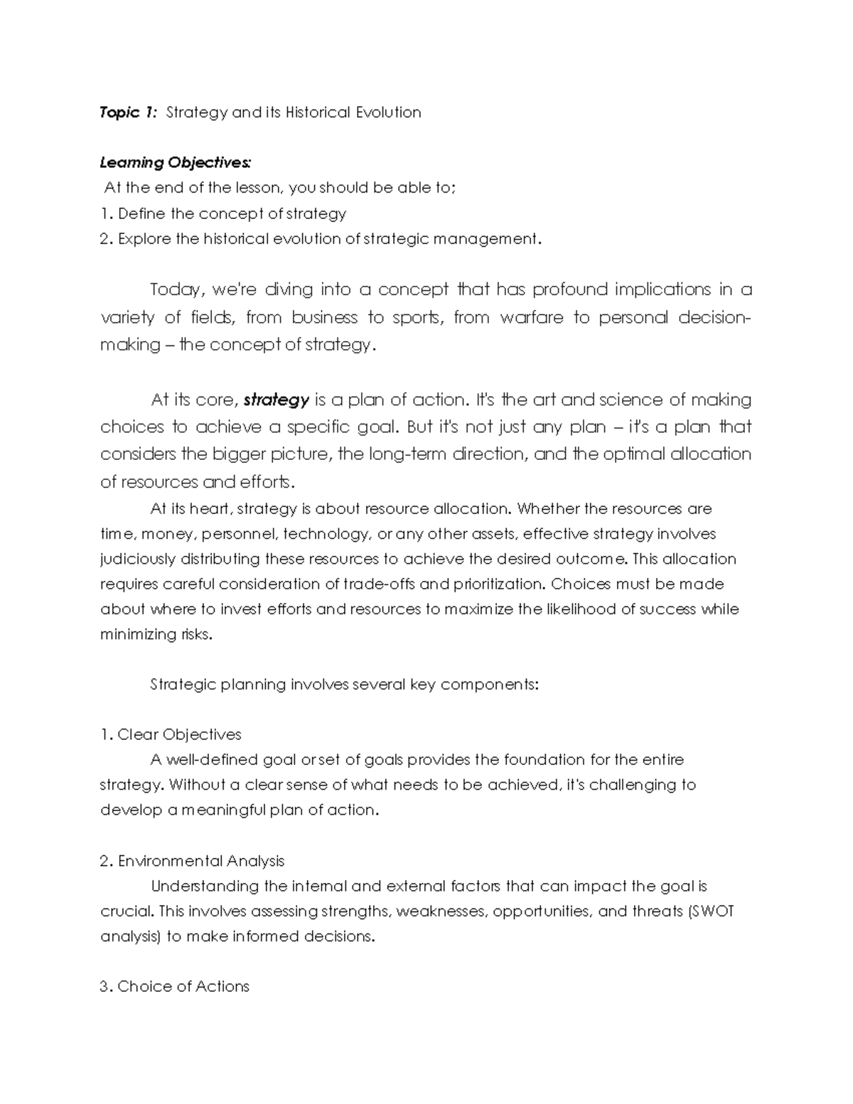 Topic 1 Strategy and its Historical Evolution (FM Prof 04) - Topic 1 ...
