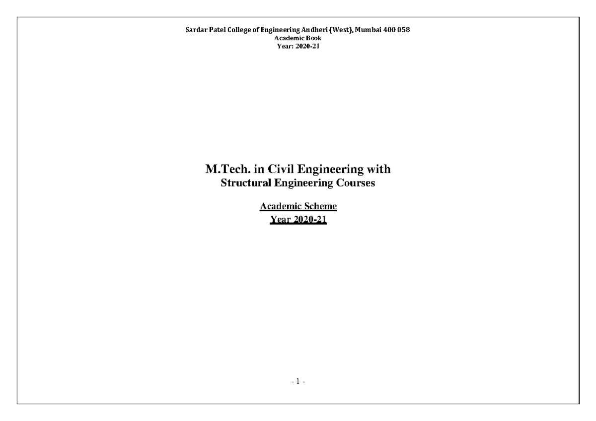 M.Tech Structures credit system 2020-21 - Academic Book Year: 2020- 21 ...