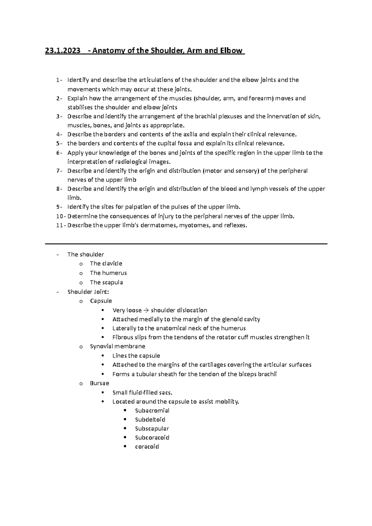 Anatomy of the Shoulder, Arm, and Elbow - 23.1 - Anatomy of the ...