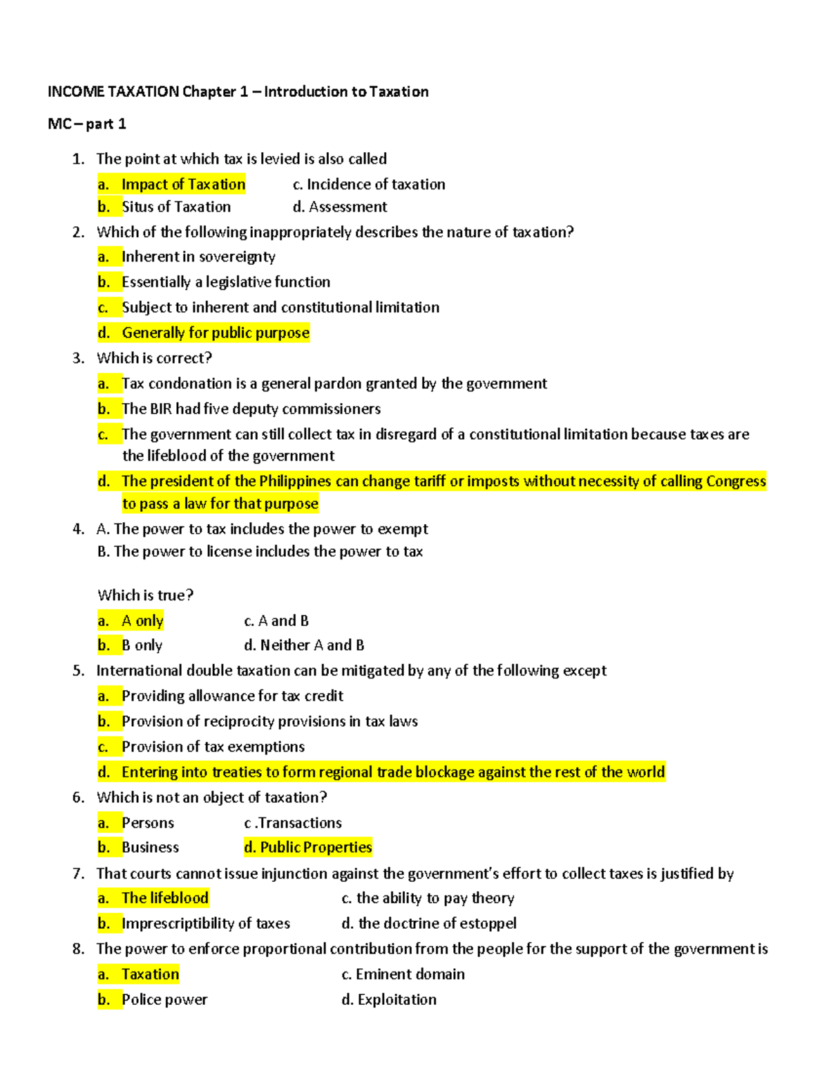 Income Taxation Reviewer Final 1 - INCOME TAXATION Chapter 1 ...