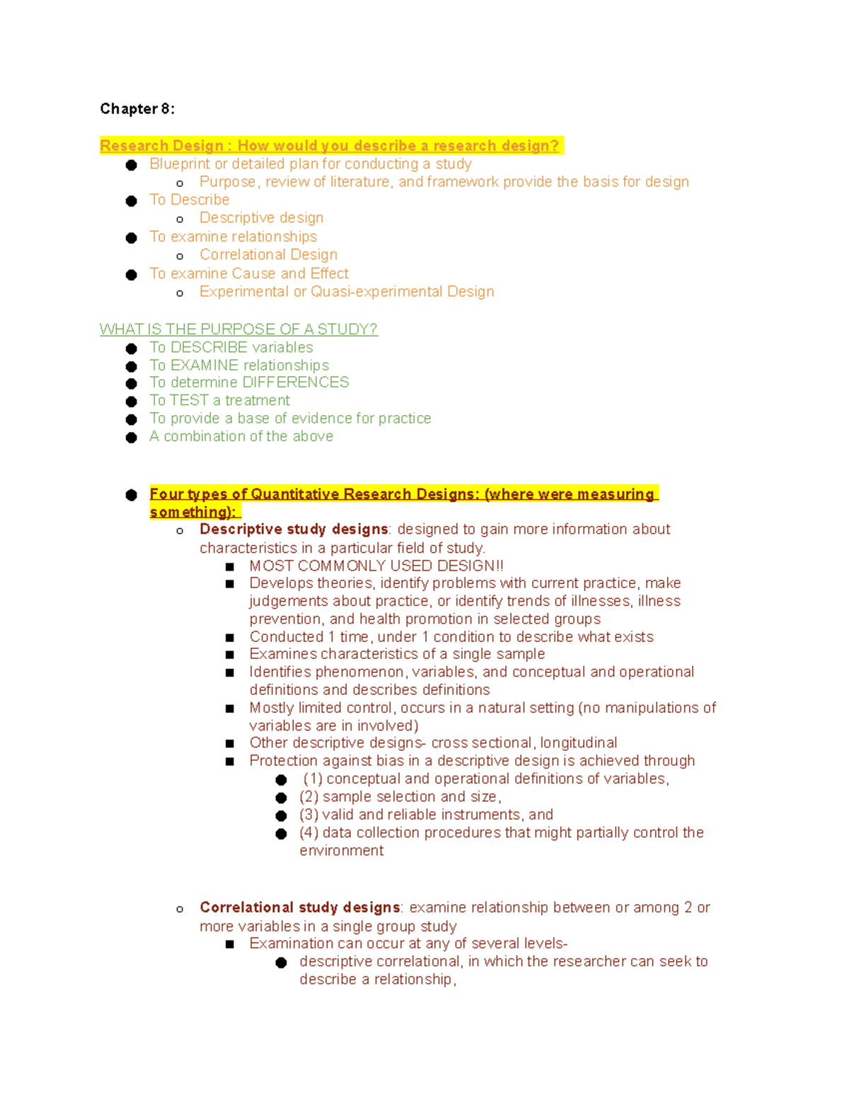 EBP Chapter 8 - Chapter 8: Research Design : How would you describe a ...