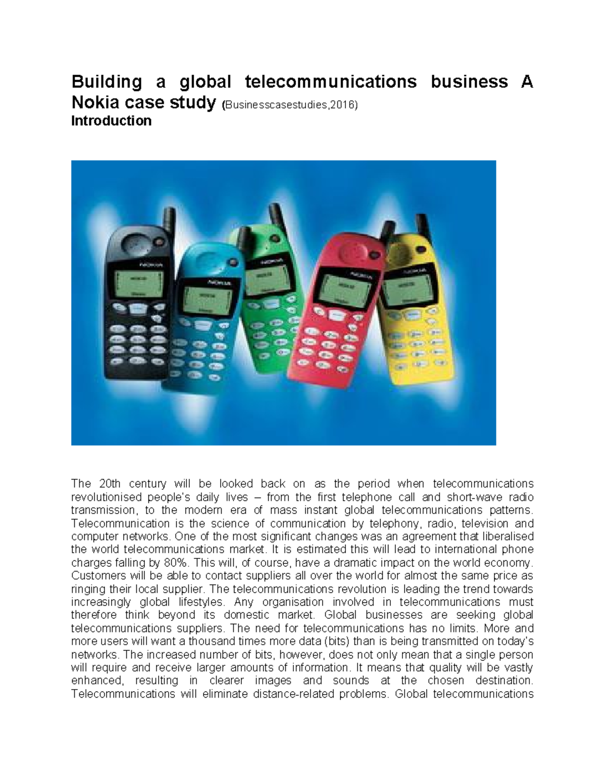 Nokia Case study HMM411 service Marketing 2024 - Building a global ...