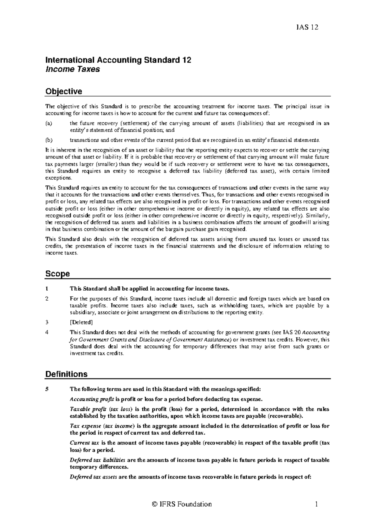 IAS 12 - ias - International Accounting Standard 12 Income Taxes ...