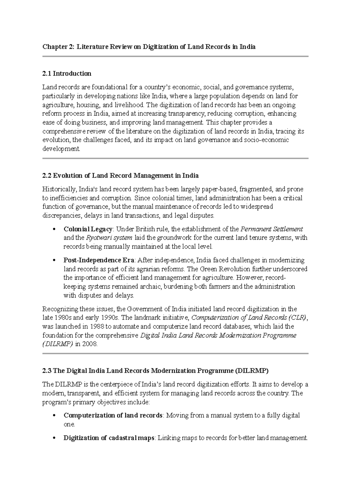 Digitisation of land records - Chapter 2: Literature Review on ...