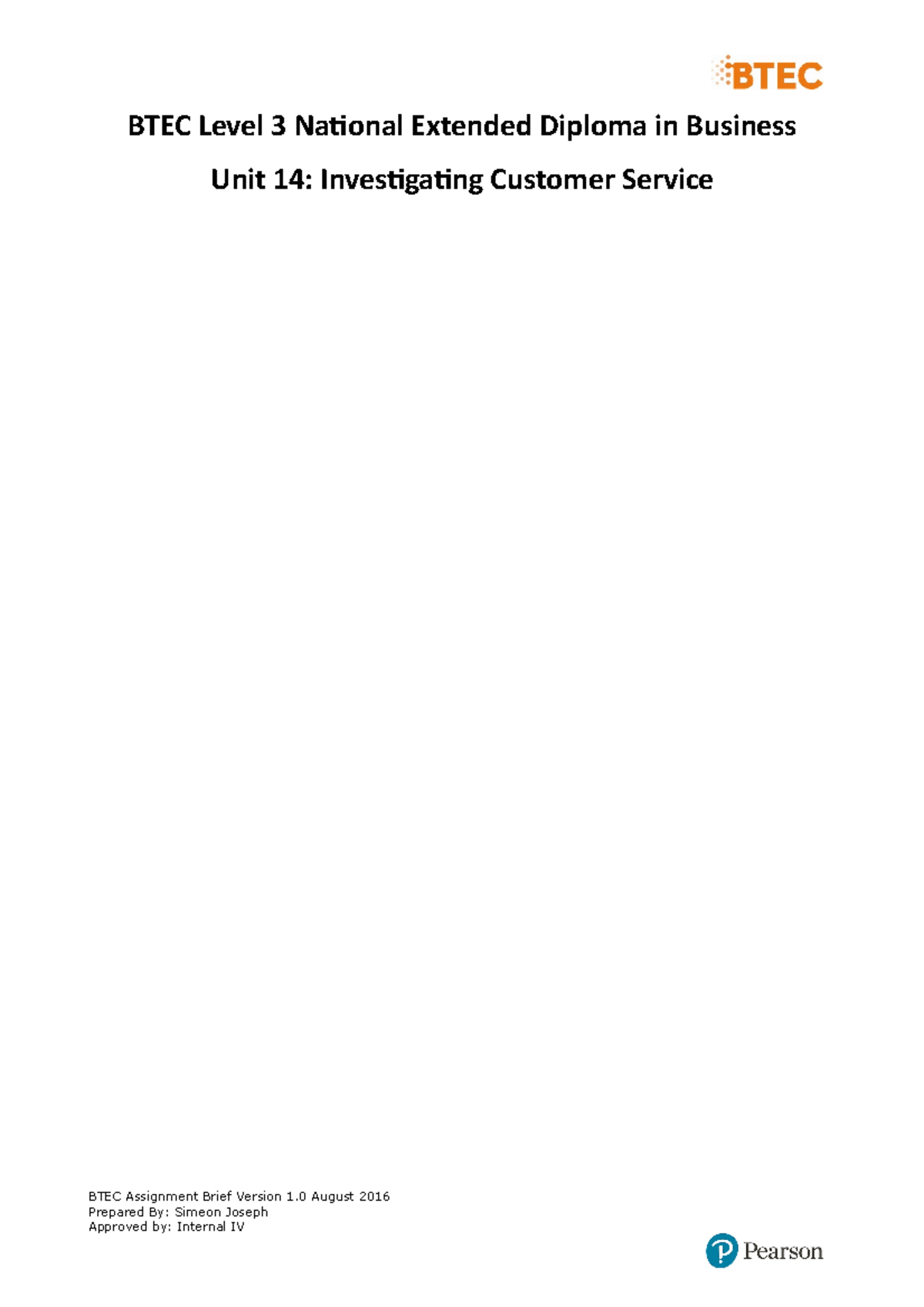 Unit 14 Assignment - - Studocu