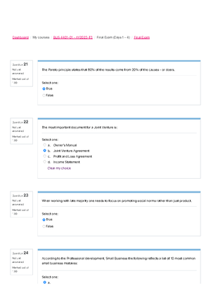 Final Exam (page 1 of 5) BUS 4401 - Question 1 Not yet answered Marked ...