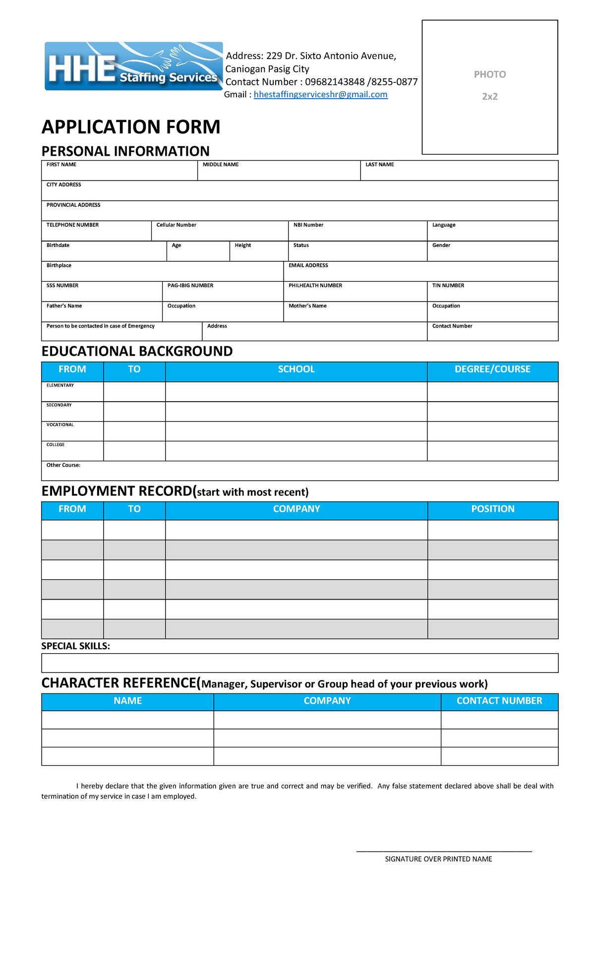 HHE- Application-FORM - Address: 229 Dr. Sixto Antonio Avenue, Caniogan ...