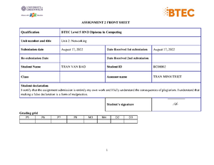 04-DDD.Assignment 1 frontsheet - ASSIGNMENT 1 FRONT SHEET Qualification TEC Level 5 HND Diploma ...