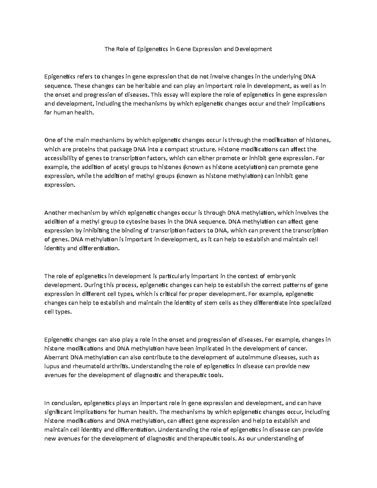 The Role of Epigenetics in Gene Expression and Development - These ...