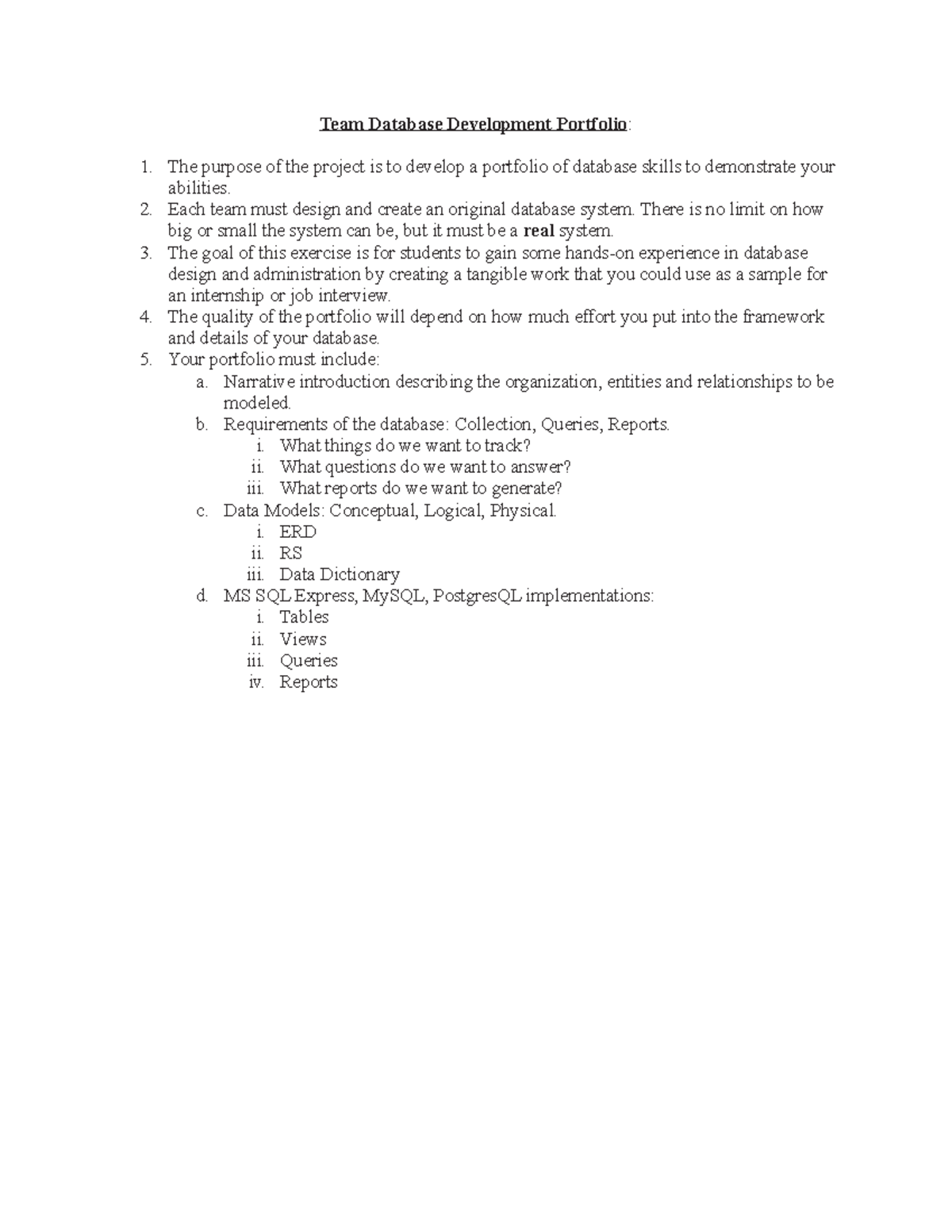 Team Database Development Project - Team Database Development Portfolio ...