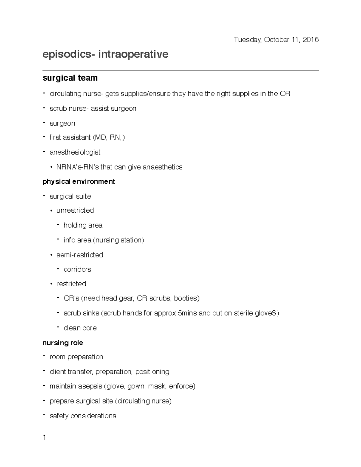 Intraoperative notes - Dr. Rickeard - Tuesday, October 11, 2016 ...