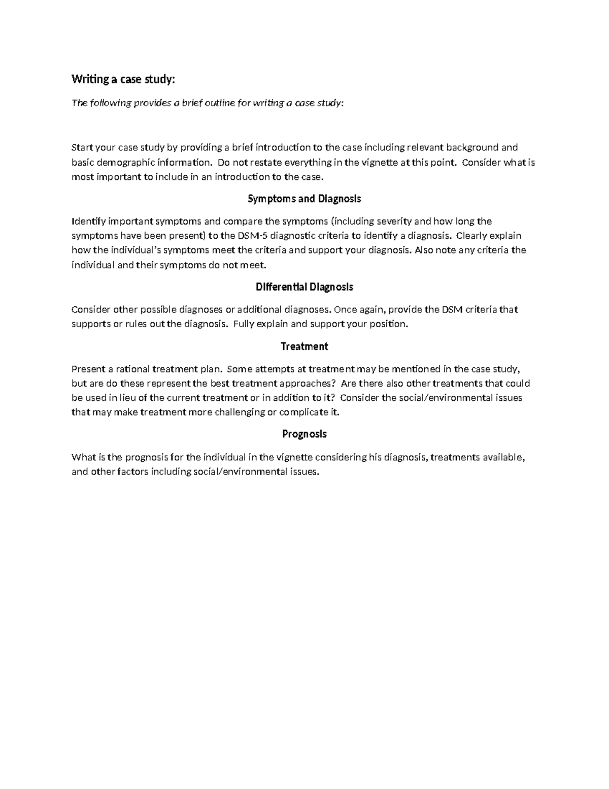 PSYC205 - How to write a case study - Writing a case study: The ...