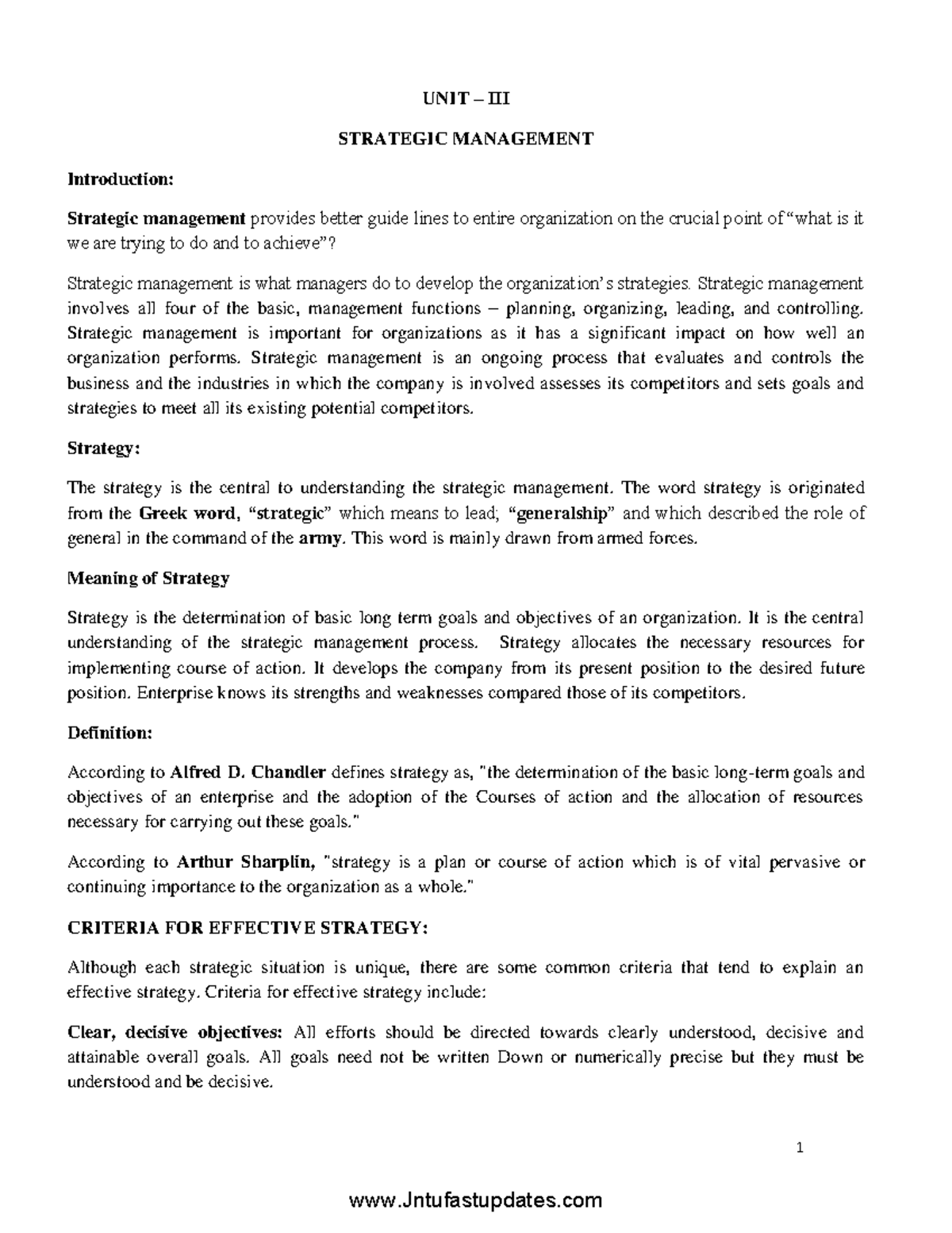 MOB R19 - UNIT-3 - Unit 3 - 1 UNIT – III STRATEGIC MANAGEMENT ...