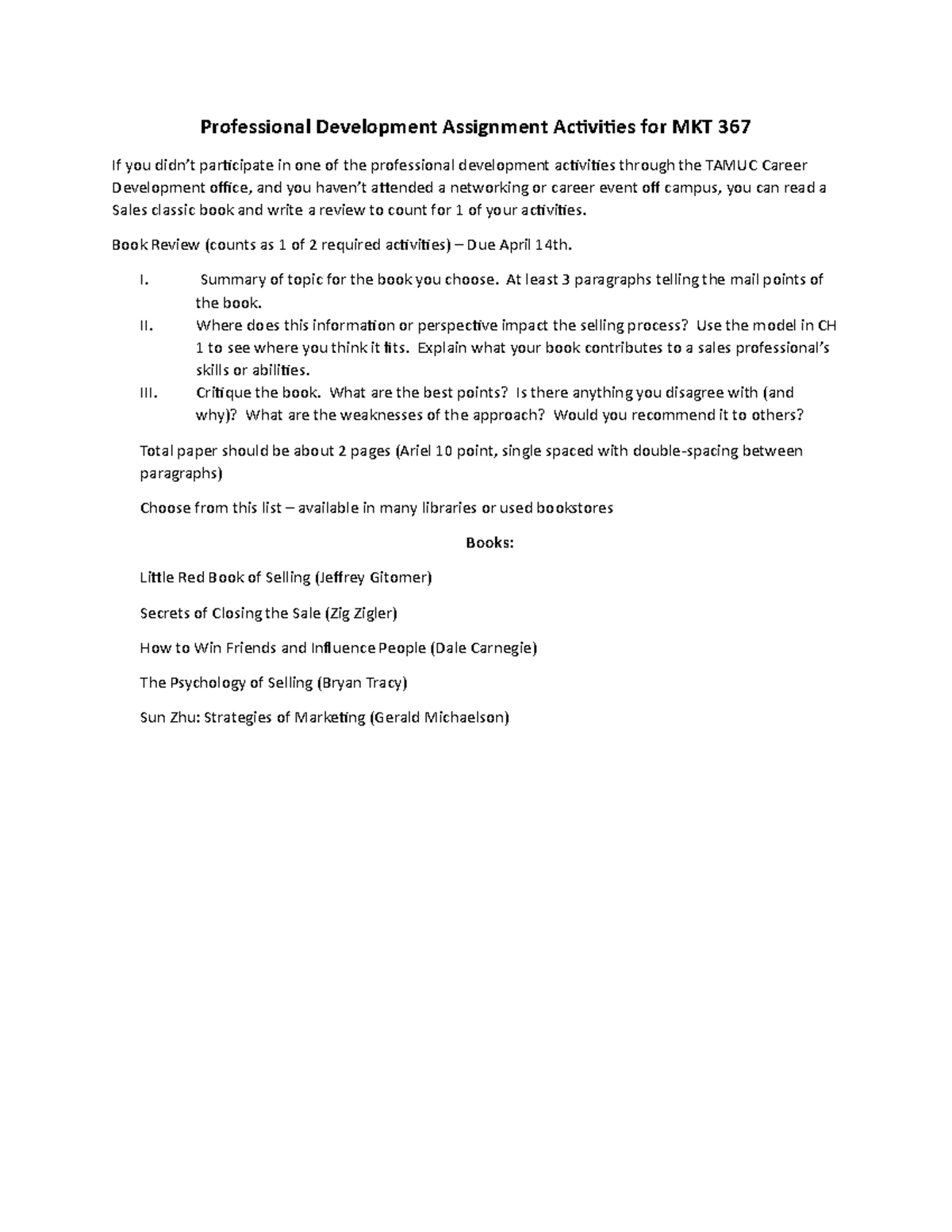 Book Review Alternative - Professional Development Assignment ...