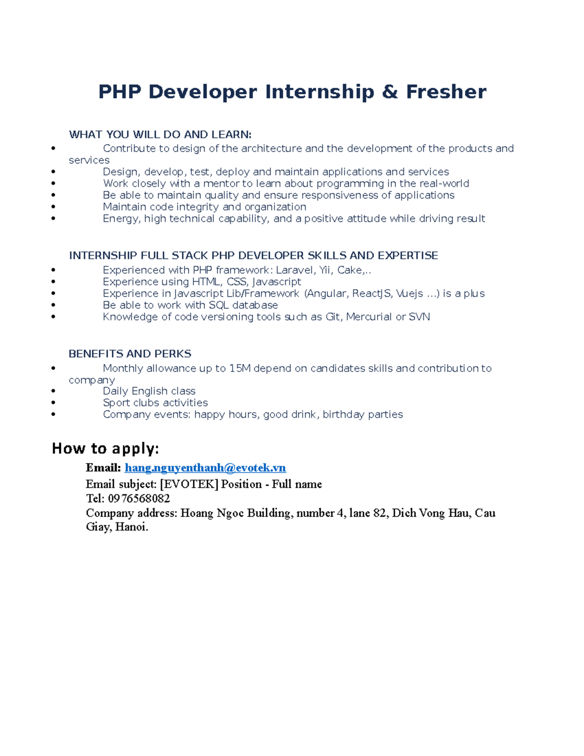 Php Developer Internship Fresher Php Developer Internship And Fresher