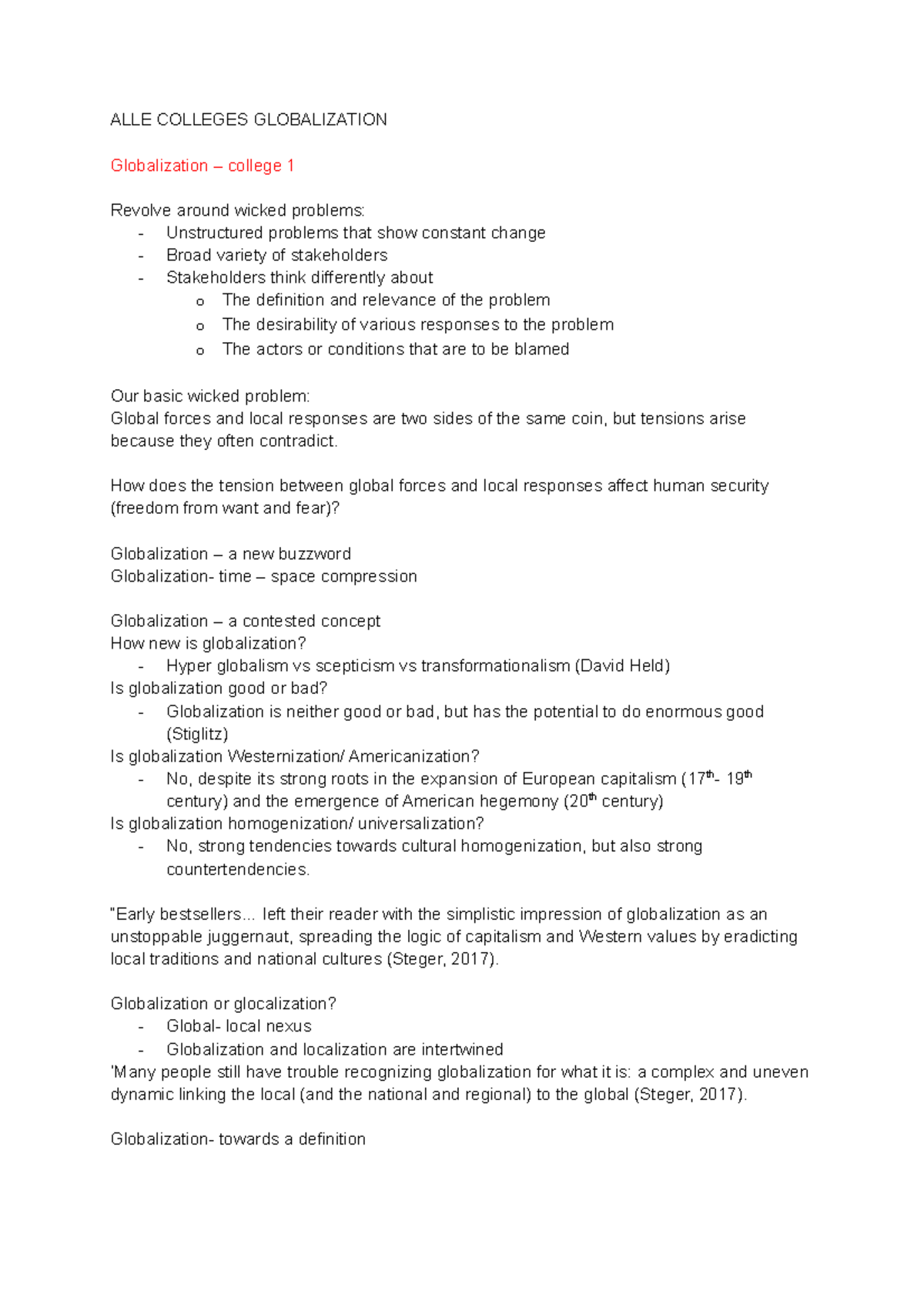 ALLE Colleges Globalization - ALLE COLLEGES GLOBALIZATION Globalization ...