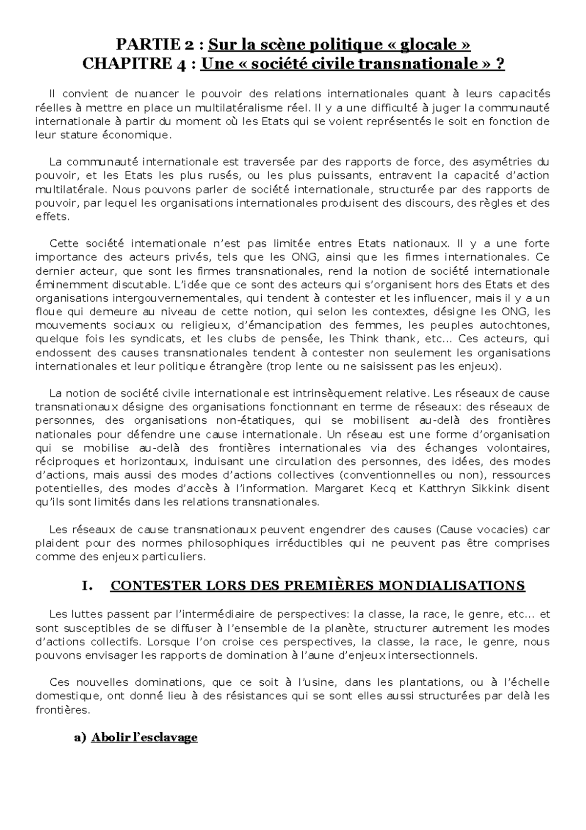 Chap 4 - chap 4 - PARTIE 2 : Sur la scène politique « glocale » CHAPITRE 4 : Une « société ...