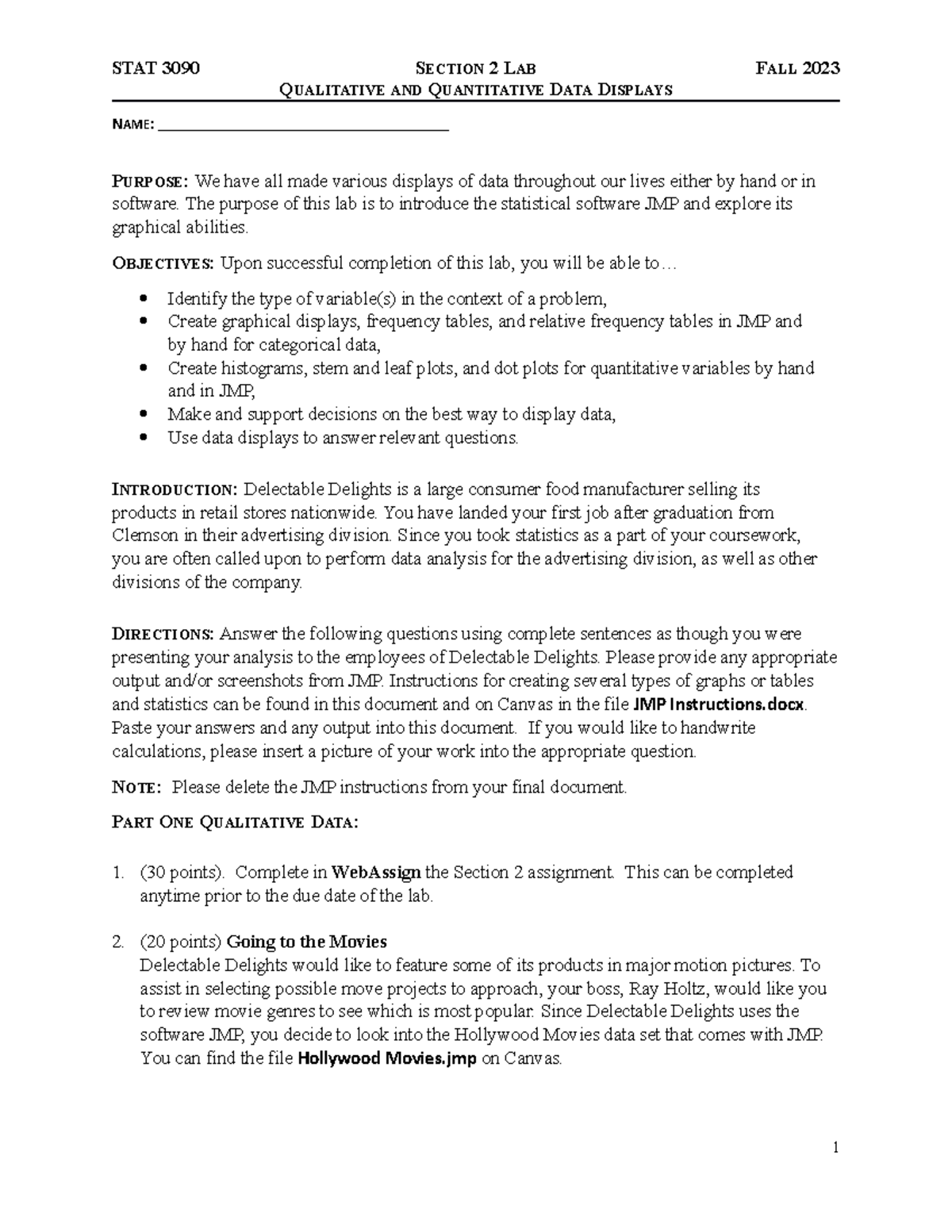 Section 2 Lab document - QUALITATIVE AND QUANTITATIVE DATA DISPLAYS ...