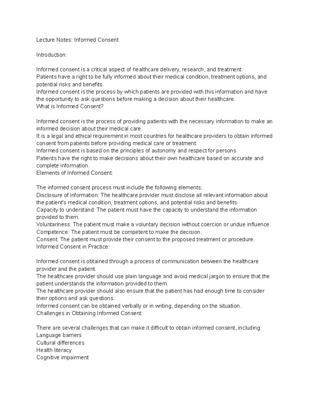 Health Communications (HLE-2410) Lecture 28 - Informed Consent ...