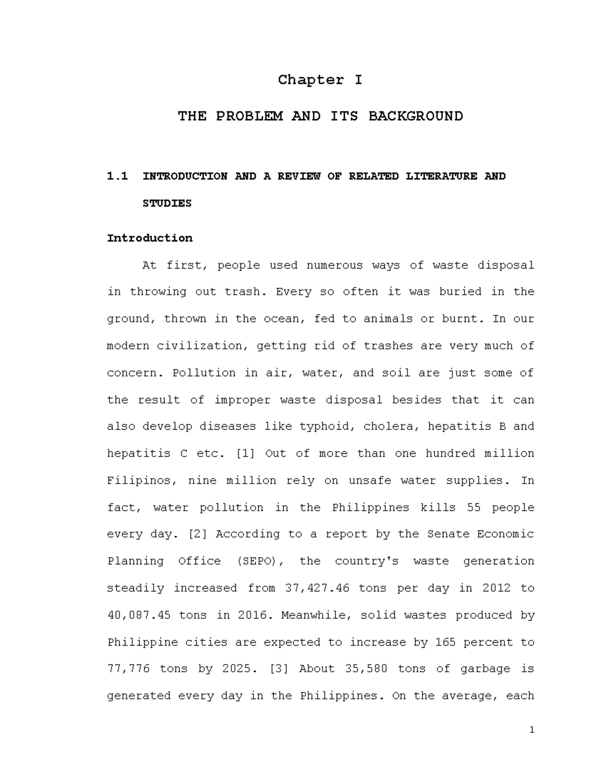Thesis Automated- Classtroom- Waste- Collector-Final-2 - Chapter I THE PROBLEM AND ITS ...