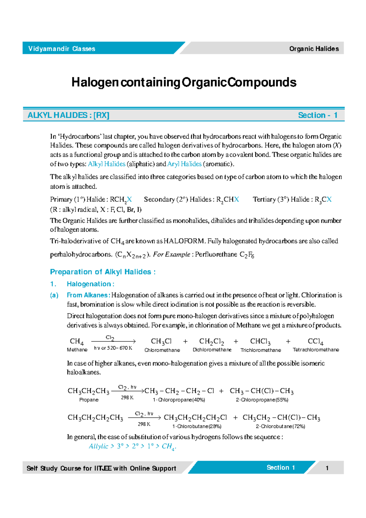Alkyl Halides - Good one - Vidyamandir Classes Organic Halides Self ...