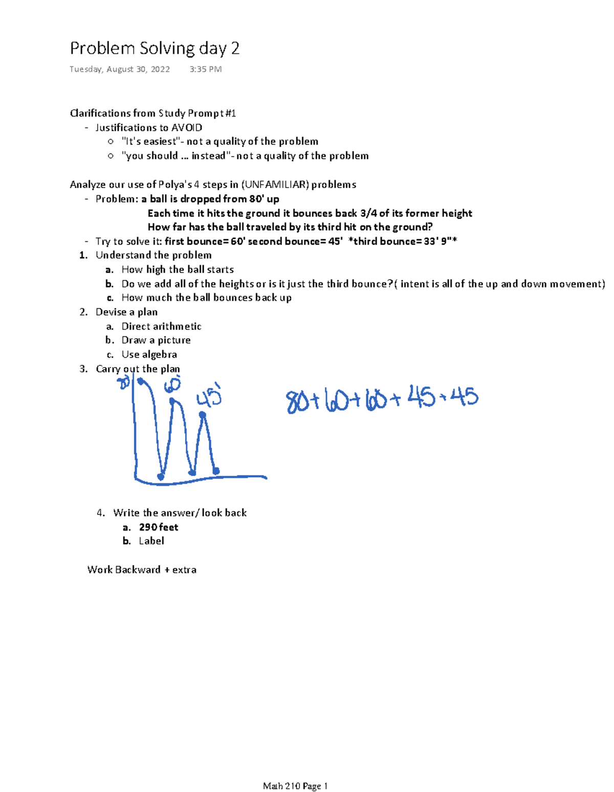 Problem Solving day 2 - math 210 - Slippery Rock University - Studocu
