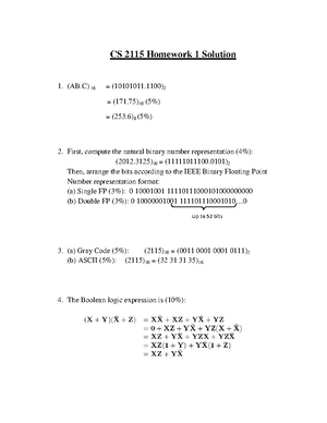 CS 2115 Tutorial 4 - CS2115 Computer Organization Tutorial 4 Number ...