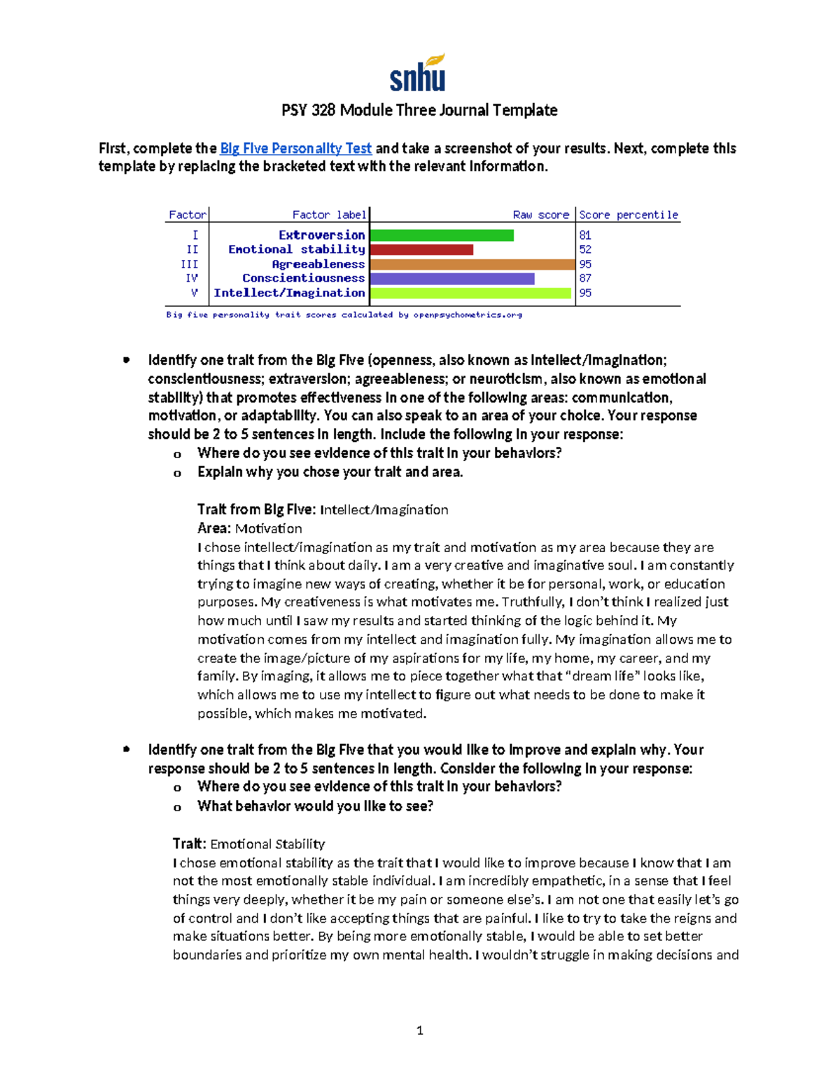 PSY 328 Module Three Journal Template - PSY 328 Module Three Journal ...