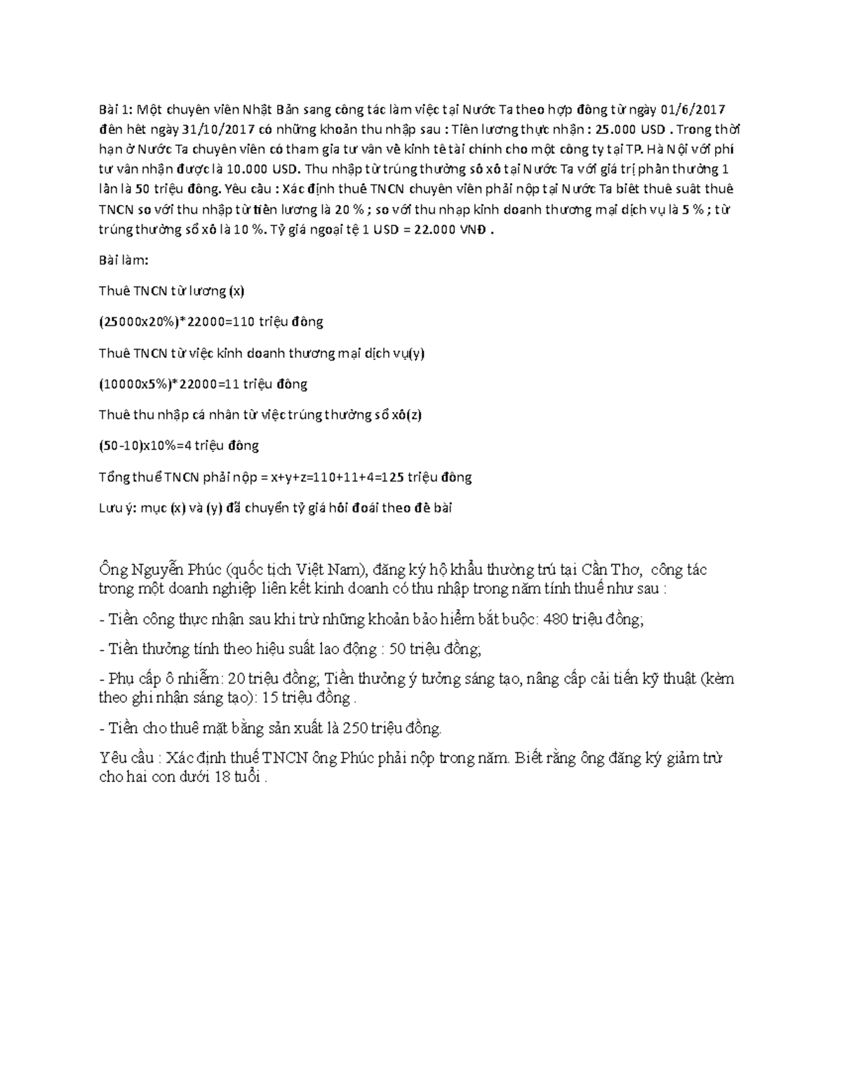 Bài tập - bài tập môn dược - Bài 1: M t chuyên viên Nh t B n sang công tác làm vi c t i Nộ ậ ả ệ ...