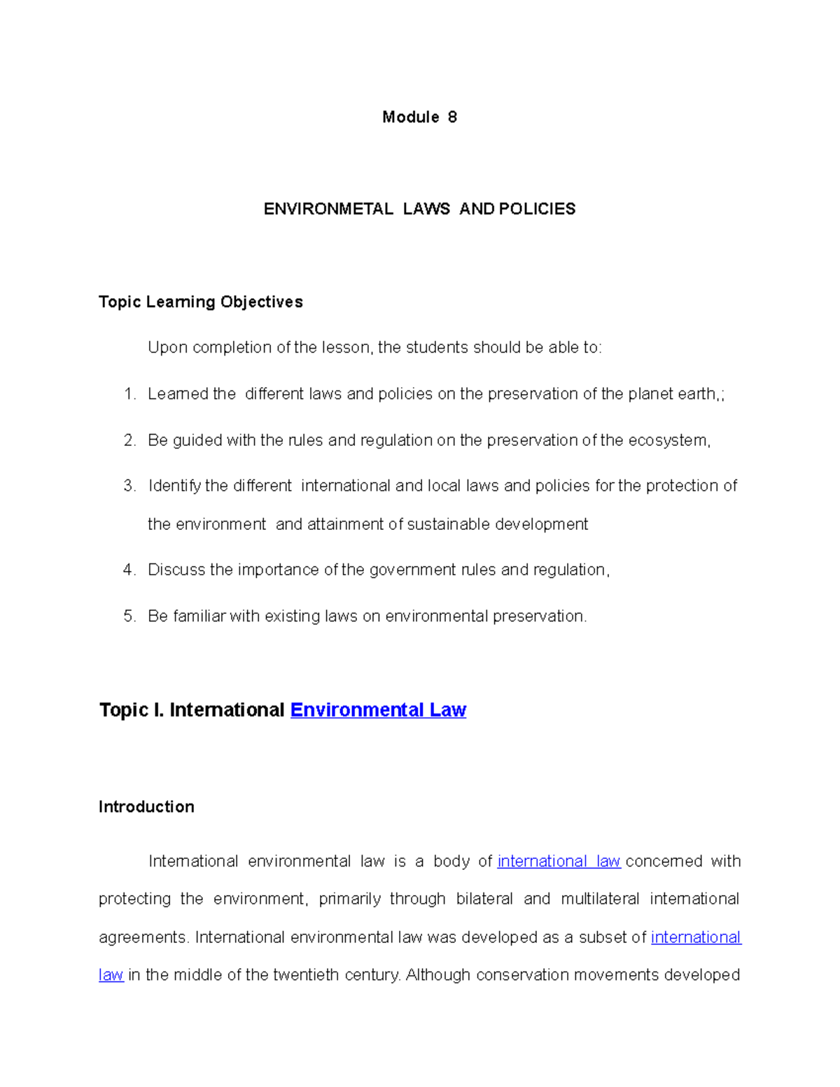 Module 8 Environmetal LAWS AND Policies - Module 8 ENVIRONMETAL LAWS ...