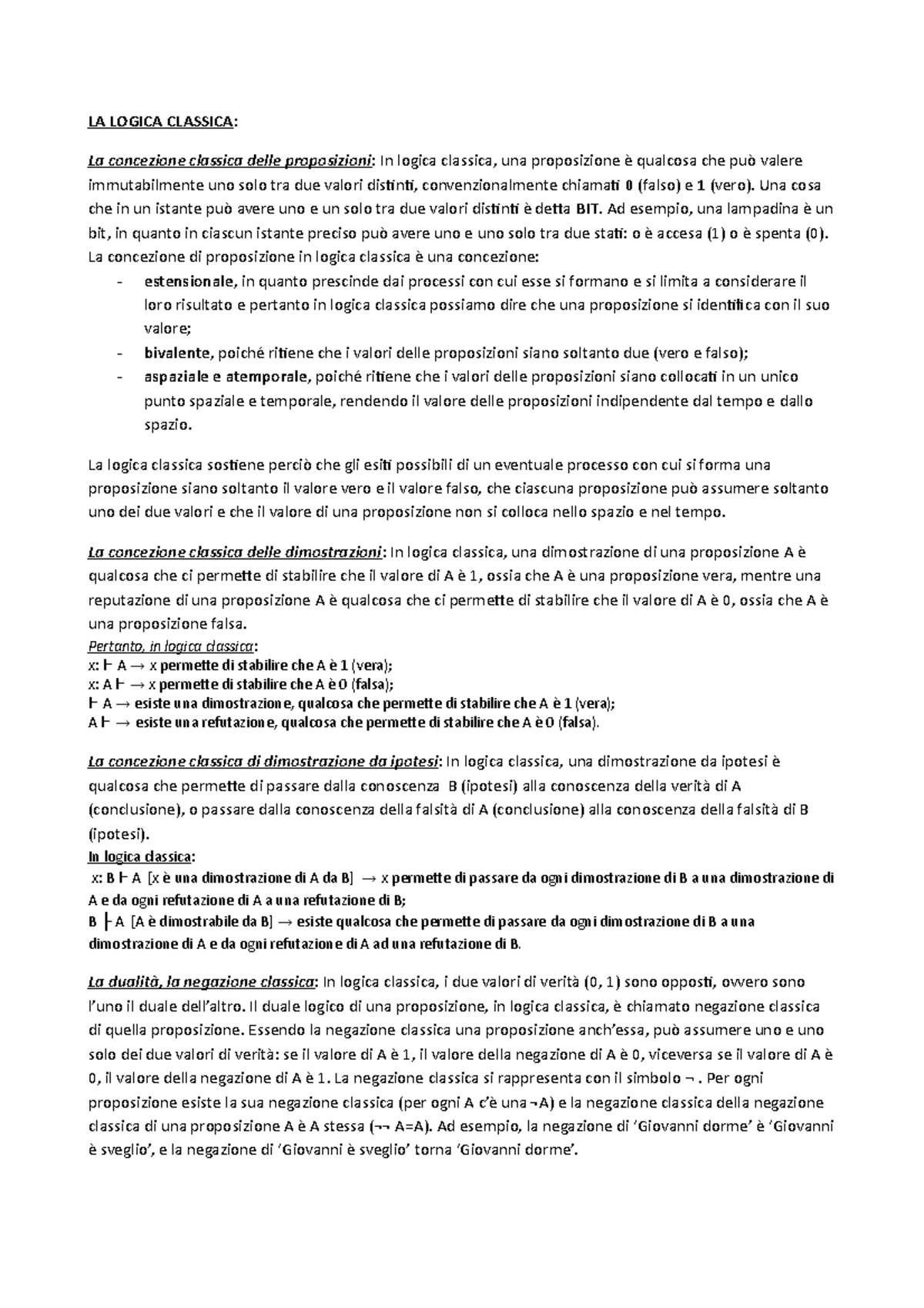 2. Logica classica - Riassunto del secondo capitolo del libro ...