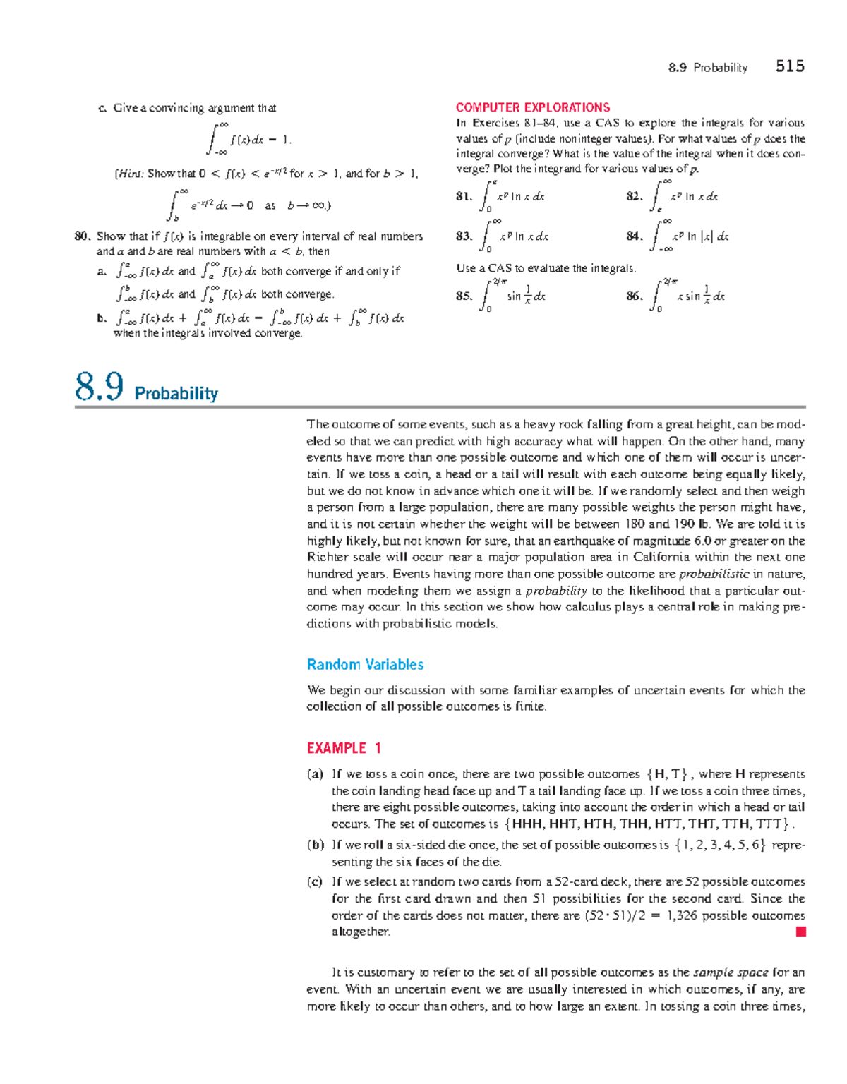 Math ch8-9 - math work - 8 Probability 515 c. Give a convincing argument that L q -q ƒ(x) dx = 1 ...