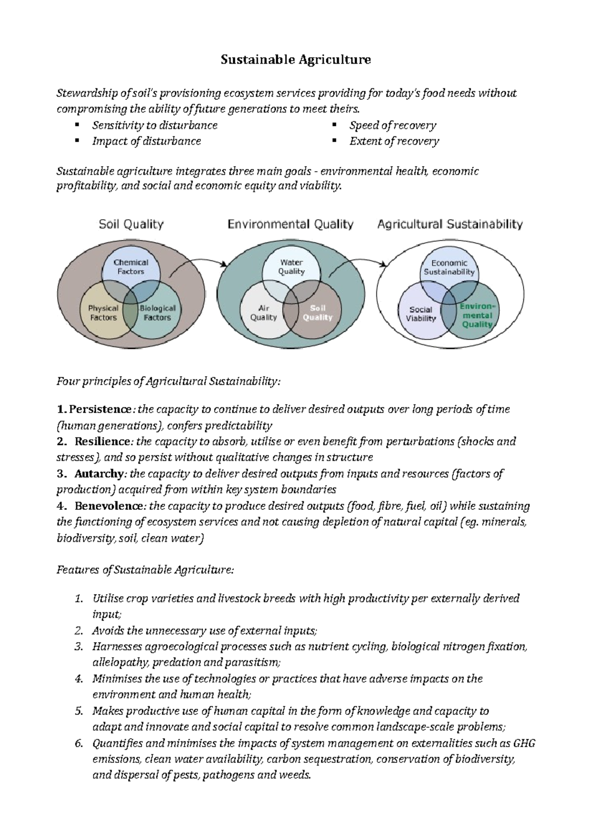 NOTES Sustainable Agriculture - Sustainable Agriculture Stewardship of ...