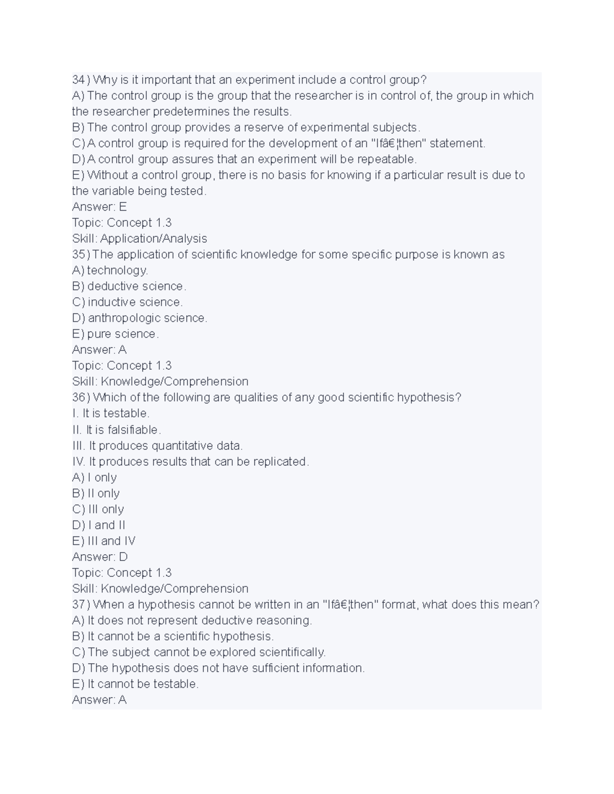 Bio 101 Test 1 Practice Questions Why Is It Important That An