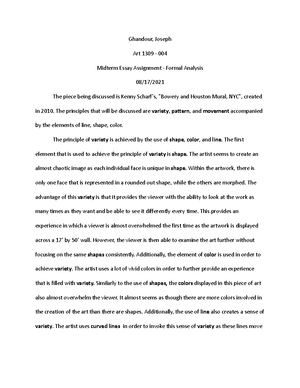 Formal Analysis Assignment SP22 - ART 1309: MID-TERM PAPER: Formal ...