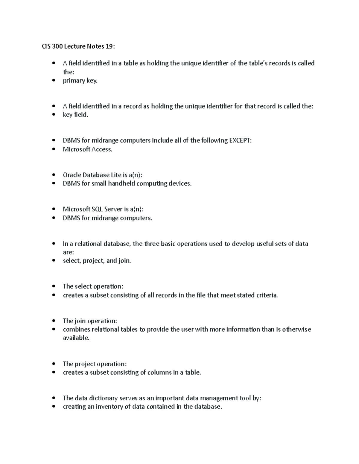 CIS 300 Lecture Notes 19 - CIS 300 Lecture Notes 19: A field identified ...