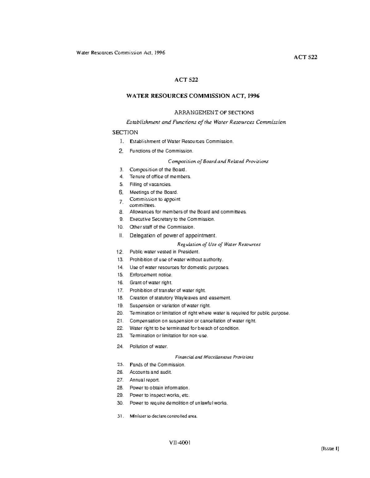 Water Resources Commission ACT 1996 (ACT 522) - Water Resources ...