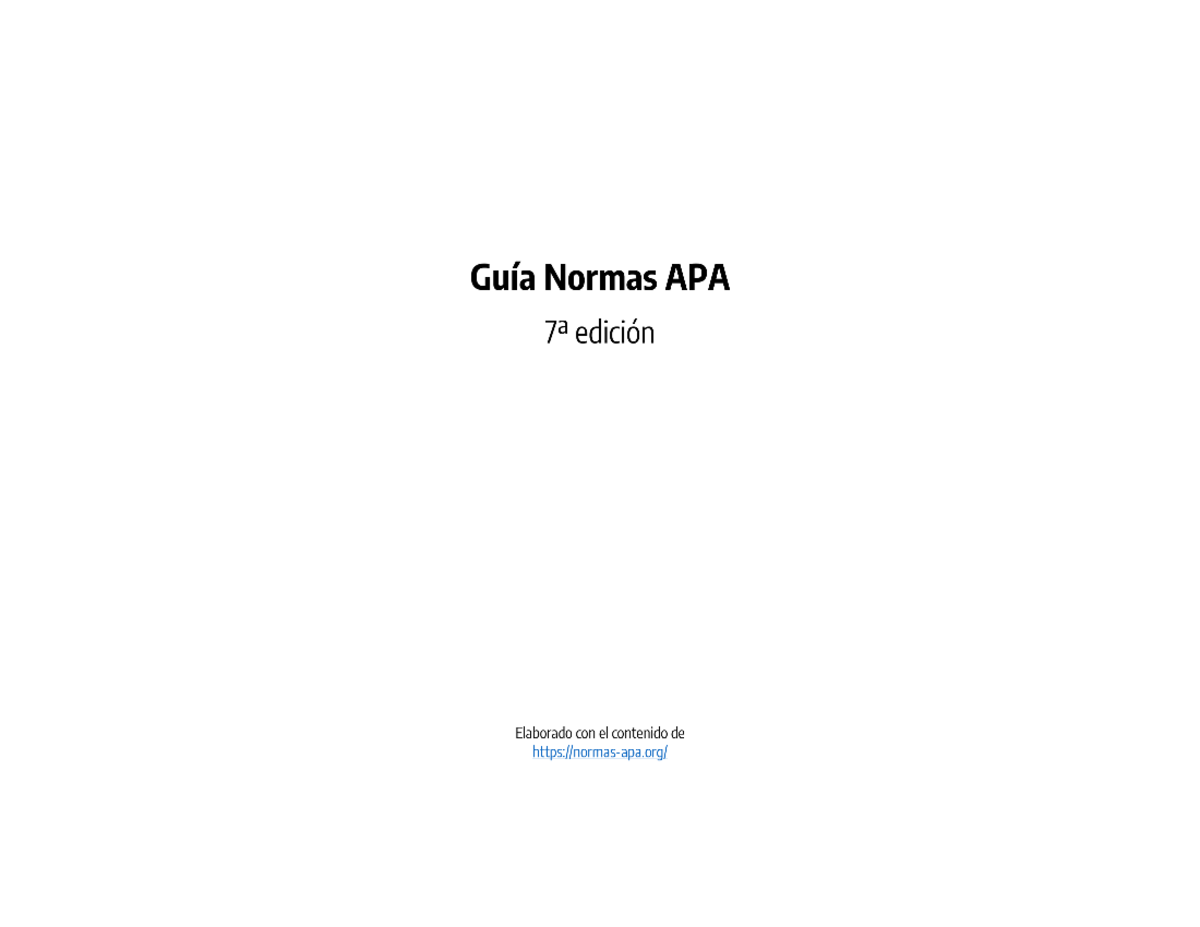Guia Normas APA 7ma edicion - Técnicas de Investigación - Studocu