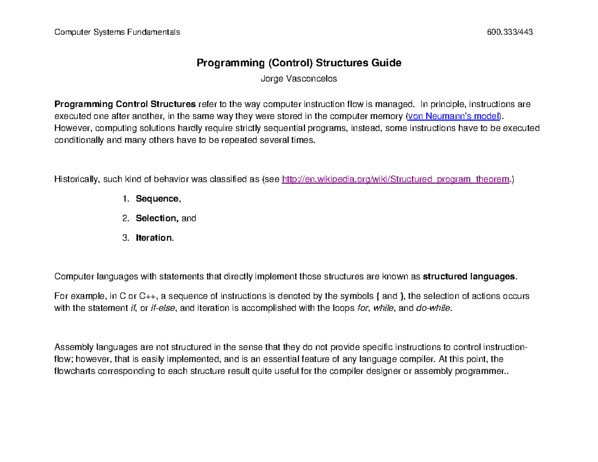 Programming Structures - Programming (Control) Structures Guide Jorge ... Programming Structures - Programming (Control) Structures Guide Jorge ...
