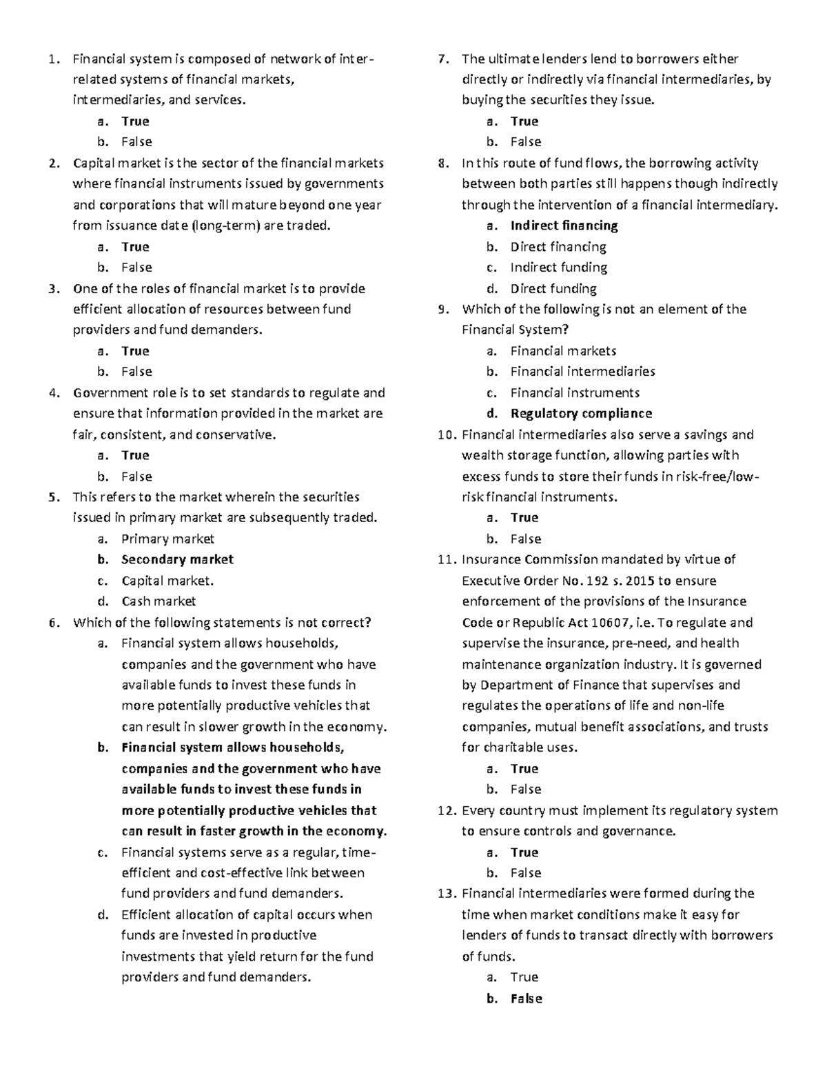 Test Bank in Financial System - Financial system is composed of network ...